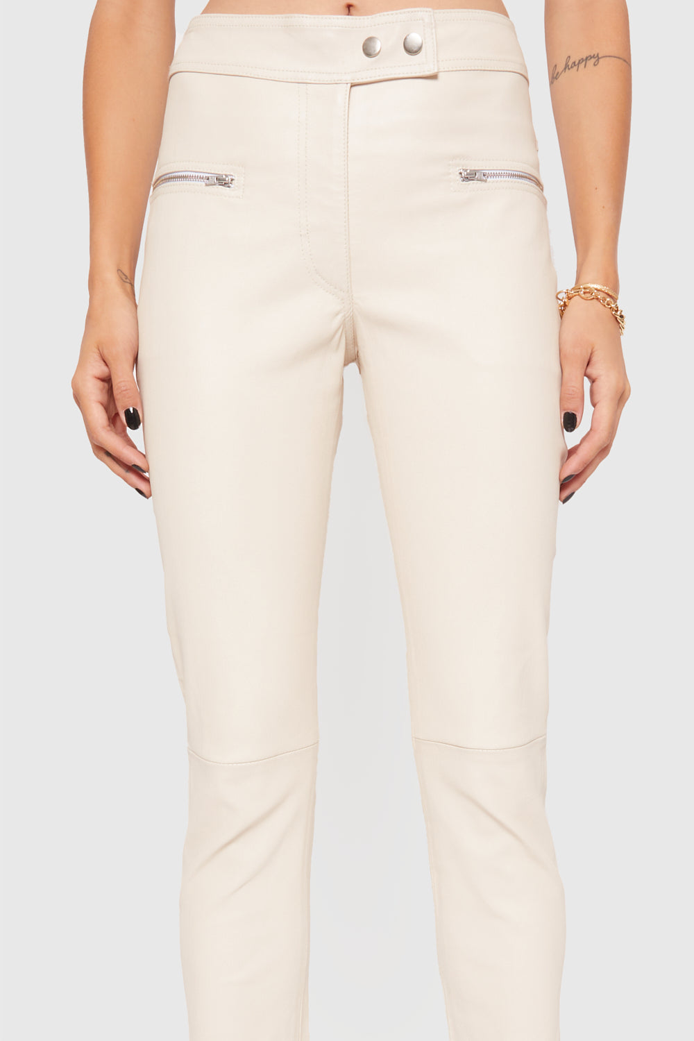 Poppy Leather Leggings - Bone - Rebecca Minkoff