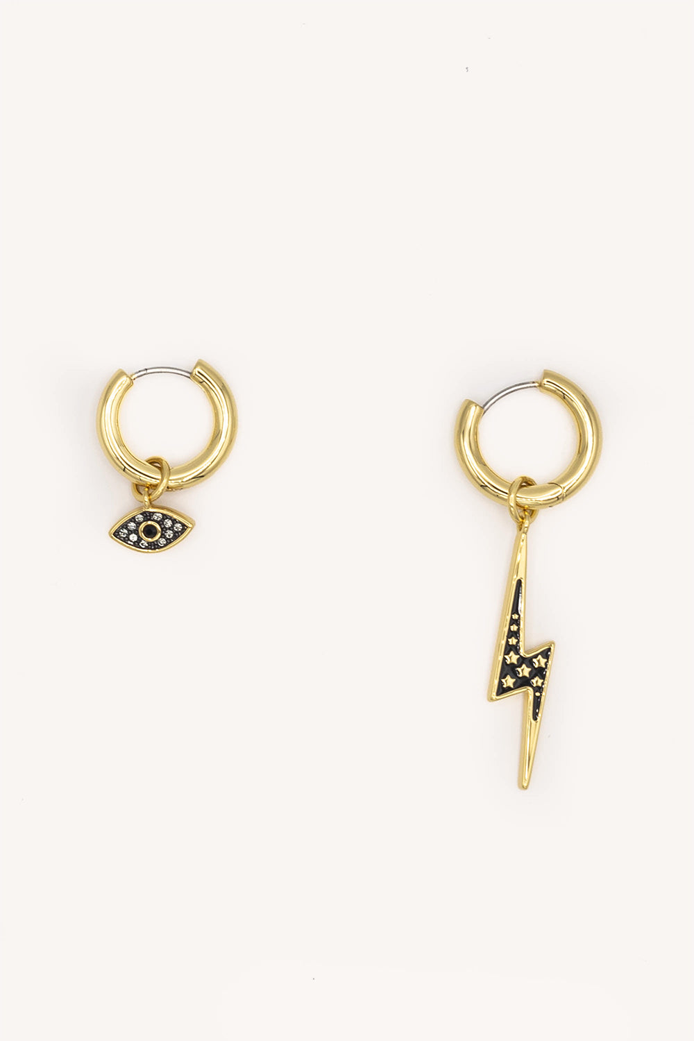 Evil Eye & Lightning Bolt Mismatched Huggie Hoops – Rebecca Minkoff